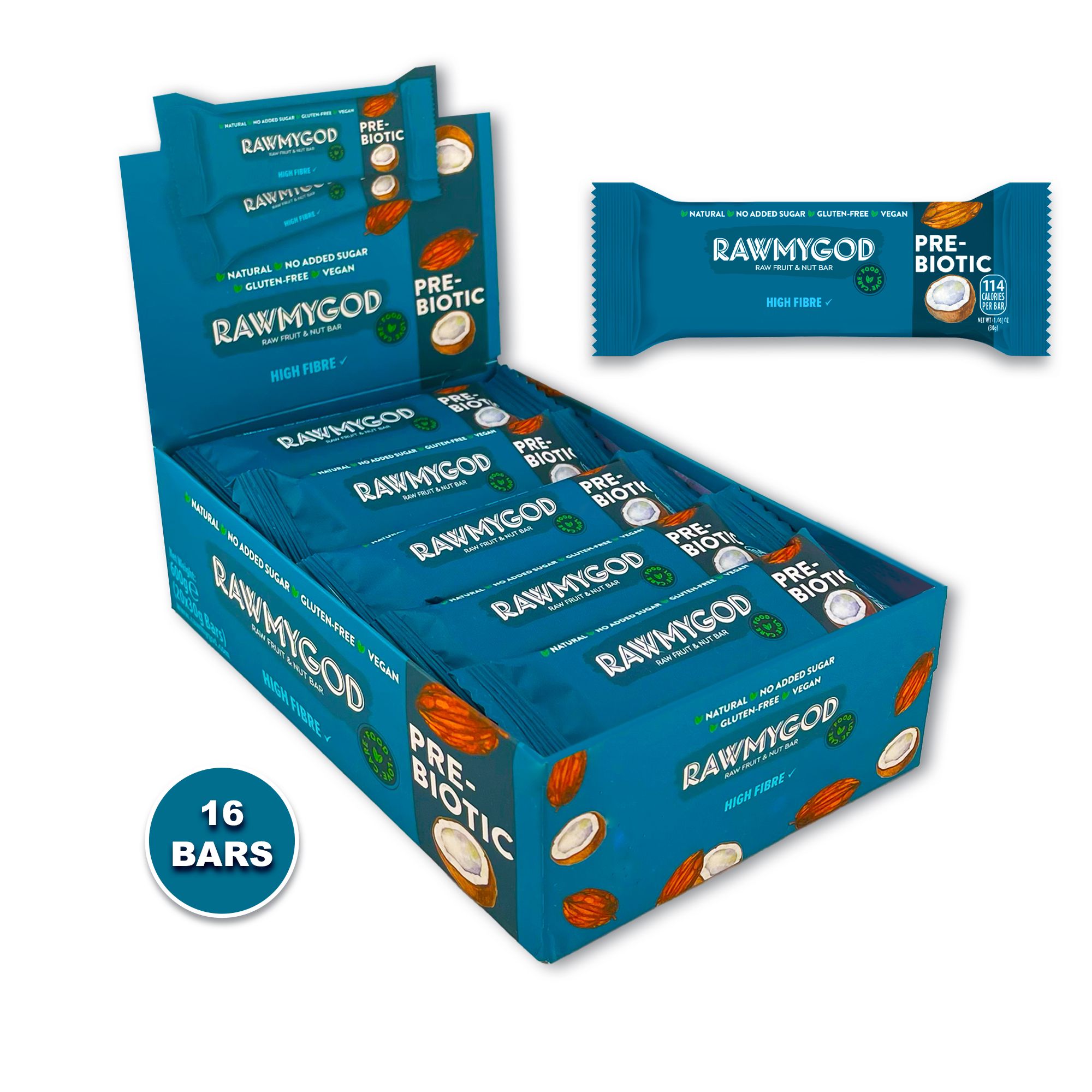 RAWMYGOD Prebiotic Raw Fruit & Nut Bar, Box of 20 – Vegan America